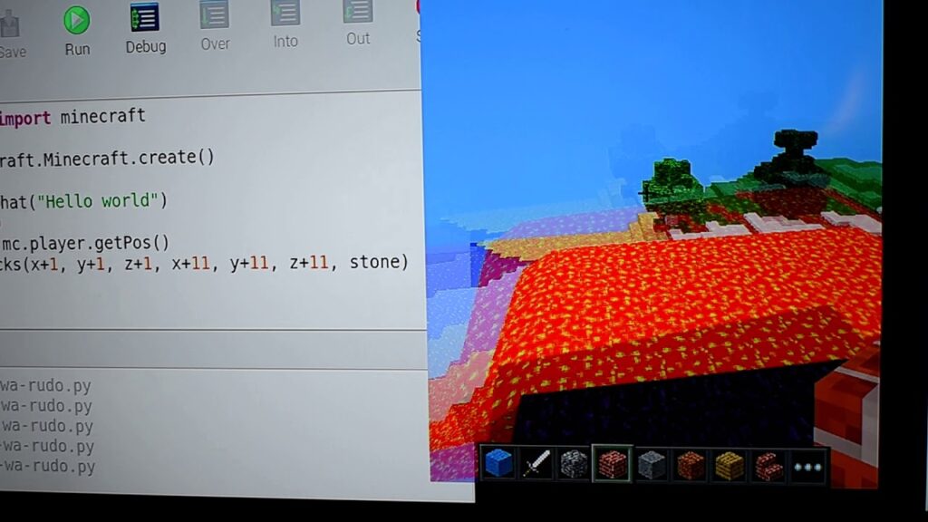 超初心者 がThonny python IDEプログラミング★大量の水とマグマを出現させてみた★Raspberry Pi/Minecraft ...
