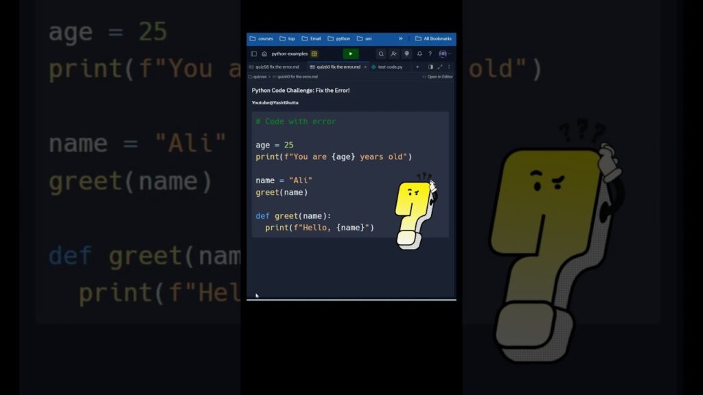 Python Quiz #60 Fix the Error in Python: A Coding Challenge | Python for Beginners | Pythonちゃん