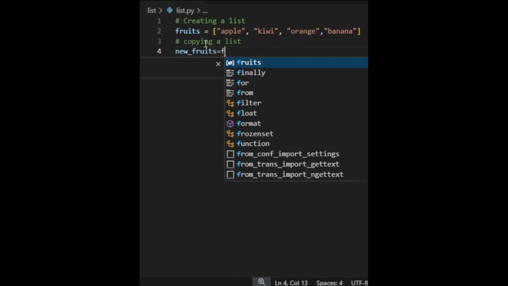 list manipulation in python 8 | copying List elements #CodingTips #coding #python | Pythonちゃん