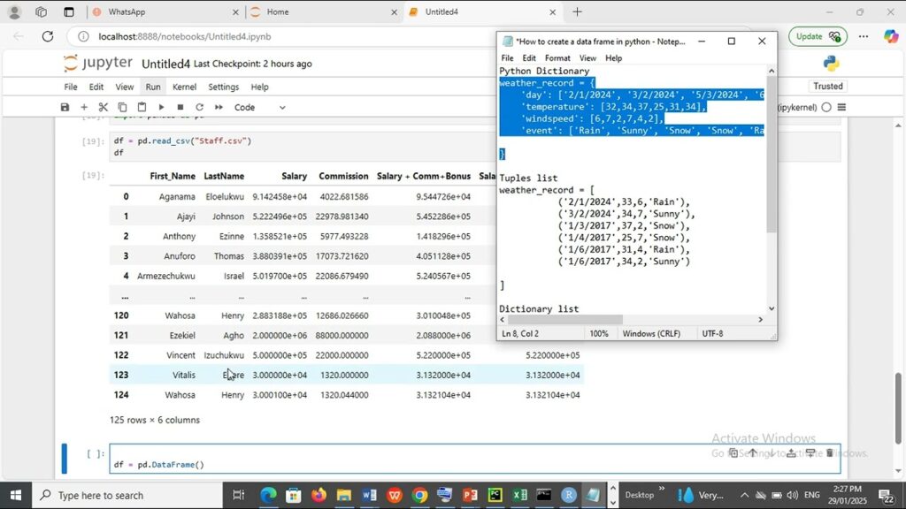 Different Ways of Creating a Data frame in Python | Pythonちゃん