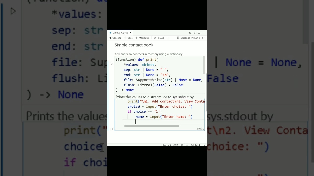 how to make a contact book in python#python#coding#contactbook#programming#trending #ytshorts